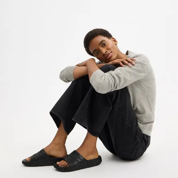 COACH OUTLET Signature Bay Slides - Black