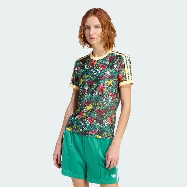 Adidas Originals X Liberty London 3-stripes Tee - Black / Bold Green / Collegiate Green / Eqt Yellow