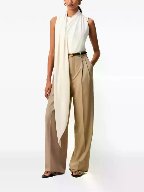 AMI Paris Jersey Sleeveless Lavalliere Top - Neutrals
