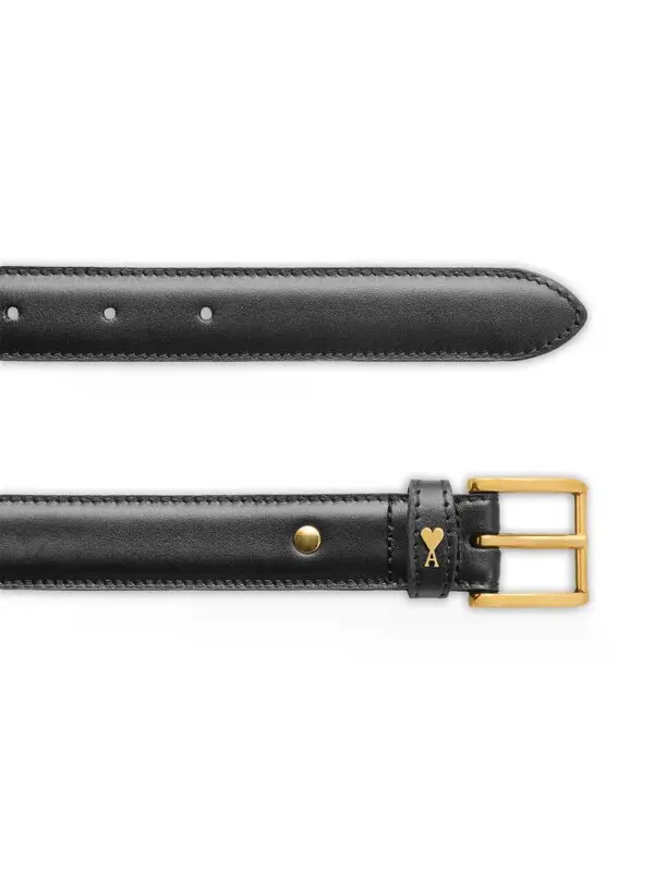 AMI Paris Leather Belt With Metal Buckle