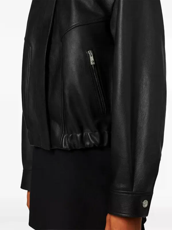 Versace Buffalo Leather Zip Jacket - Black