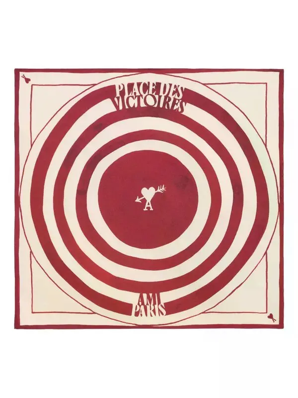 AMI Paris Place Des Victoires Printed Scarf - Red