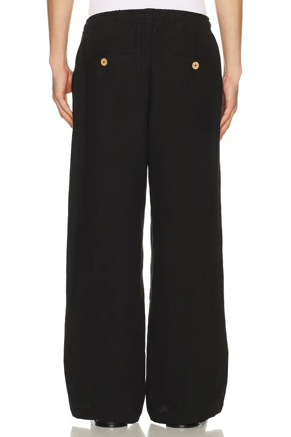 Commas Wide Leg Linen Trousers - Black