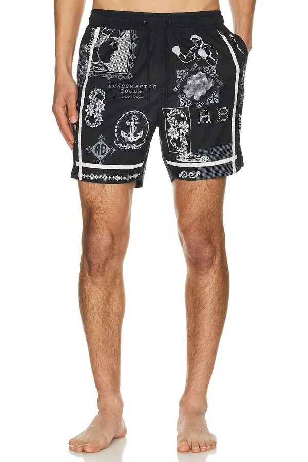 Agua Bendita Fredie Swim Trunks - Dark Navy & White