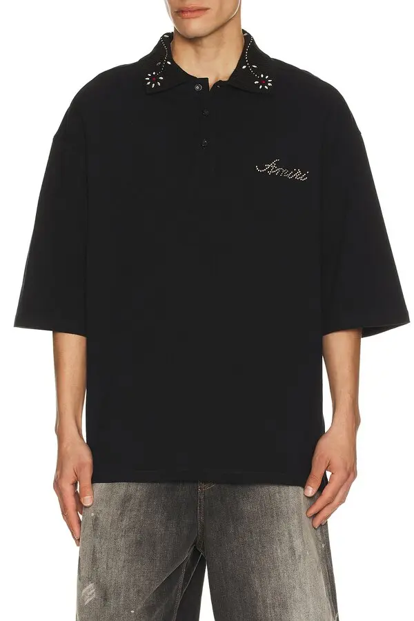 Amiri Stud Collar Oversized Polo
