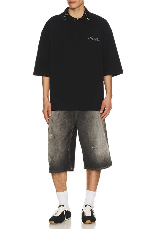 Amiri Stud Collar Oversized Polo