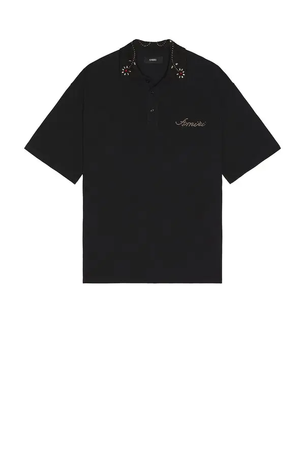 Amiri Stud Collar Oversized Polo