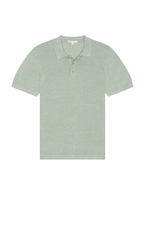 Onia Linen Sweater Polo In Olive