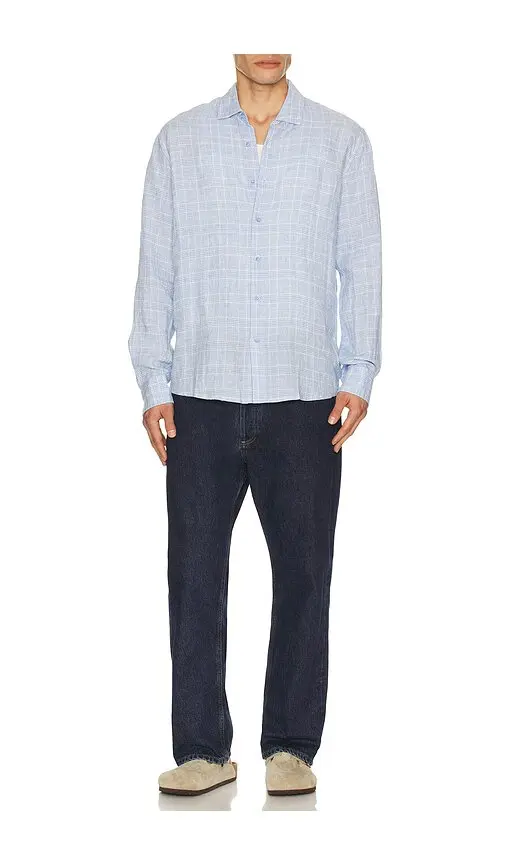 Onia Linen Long Sleeve Shirt In Blue