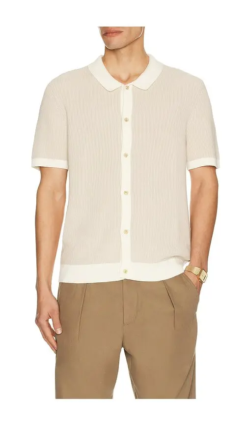 Onia Linen Button Up Sweater Shirt In Beige
