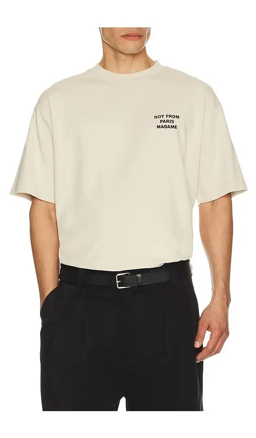 DRÃ´LE DE MONSIEUR Bold Slogan T-shirt In Cream