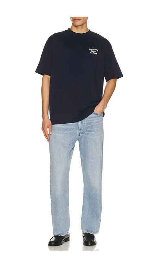 DRÃ´LE DE MONSIEUR Bold Slogan T-shirt In Blue