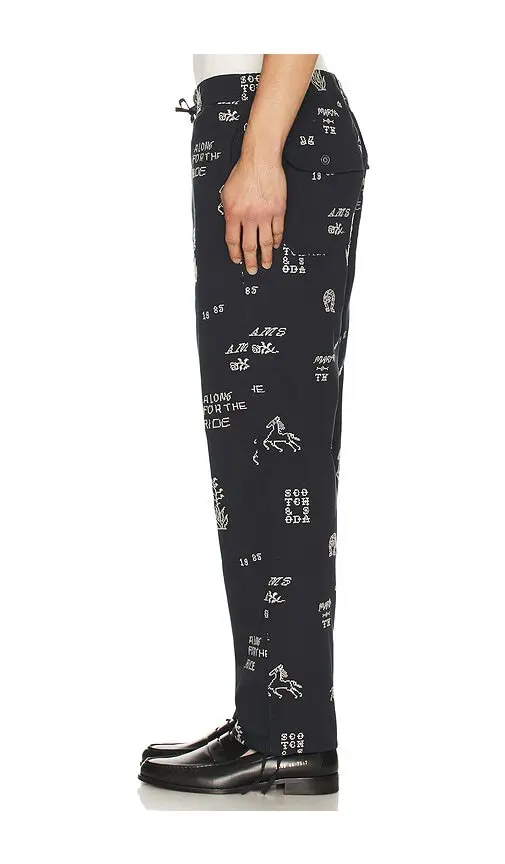 Scotch & Soda Embroidered Cotton Blend Relaxed Fit Trousers