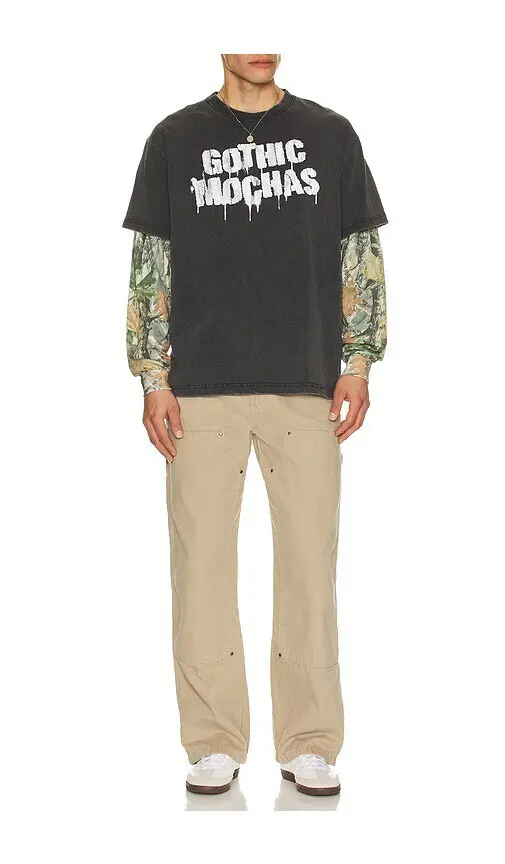 GOTHICMOCHAS Stencil Spray Layered Long Sleeve Tee In Black