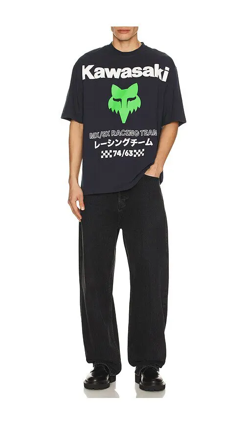 FOX RACING X Kawasaki Midweight Tee In Navy