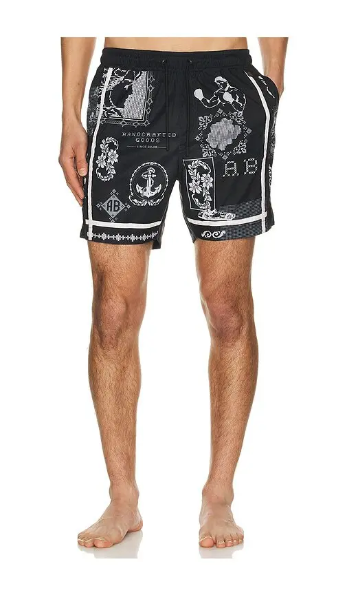 Agua Bendita Fredie Swim Trunks - Dark Navy & White