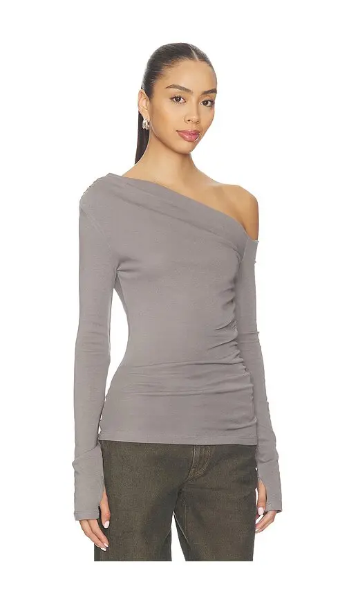 NIA Cleo One-shoulder Top With Ruching - Grey