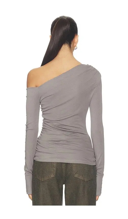 NIA Cleo One-shoulder Top With Ruching - Grey