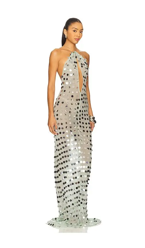 Misha Collection Mirror Bead Maxi Dress