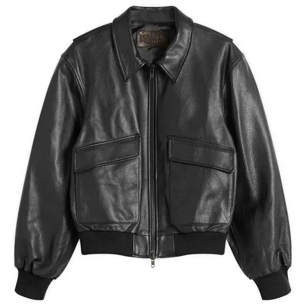 NOTHING WRITTEN Classic Leather Flight Jacket