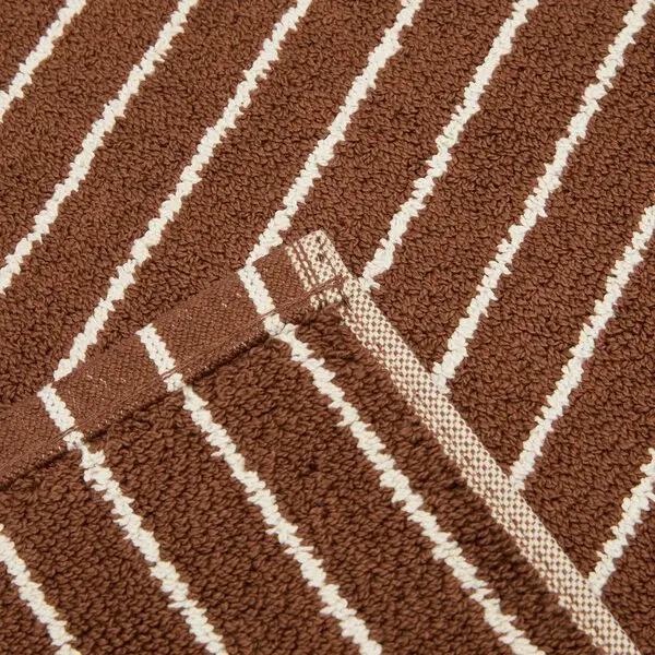 TEKLA Organic Terry Bath Mat - Rust Stripes