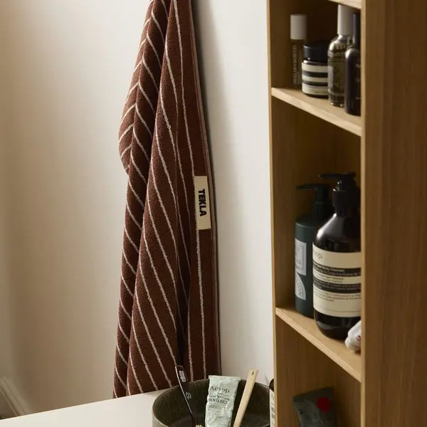 TEKLA Organic Terry Bath Towel - Rust Stripes