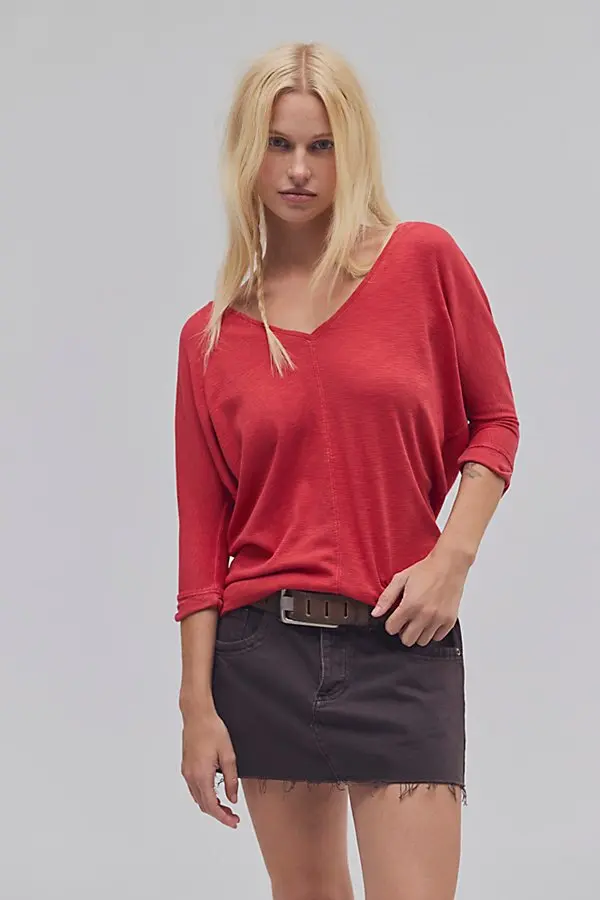 Free People High Line Tee - Racing Red
