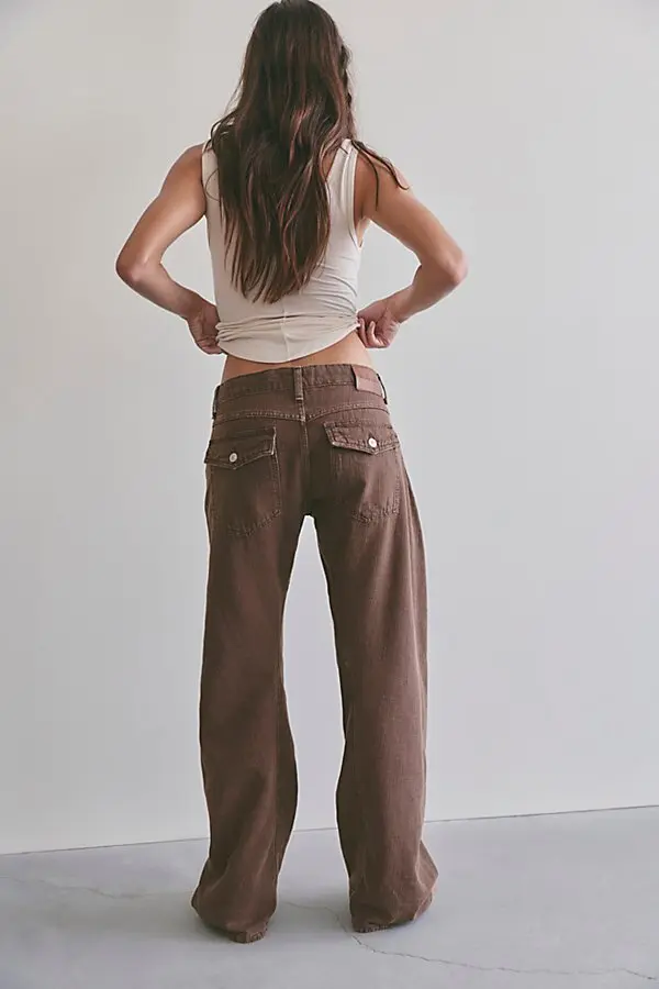 Free People Highland Low-rise Bowed Jeans - Java Bean
