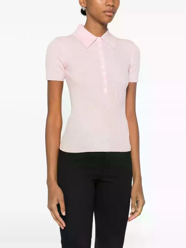 Maje Ribbed Knit Polo Shirt