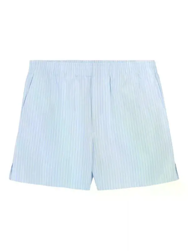 Ami Cotton Elasticated Striped Shorts - Blue