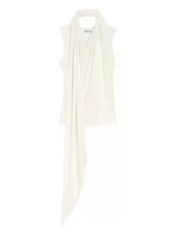 AMI Paris Jersey Sleeveless Lavalliere Top - Neutrals