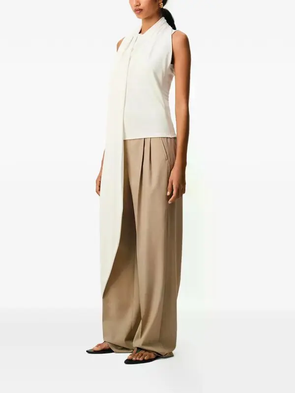 AMI Paris Jersey Sleeveless Lavalliere Top - Neutrals