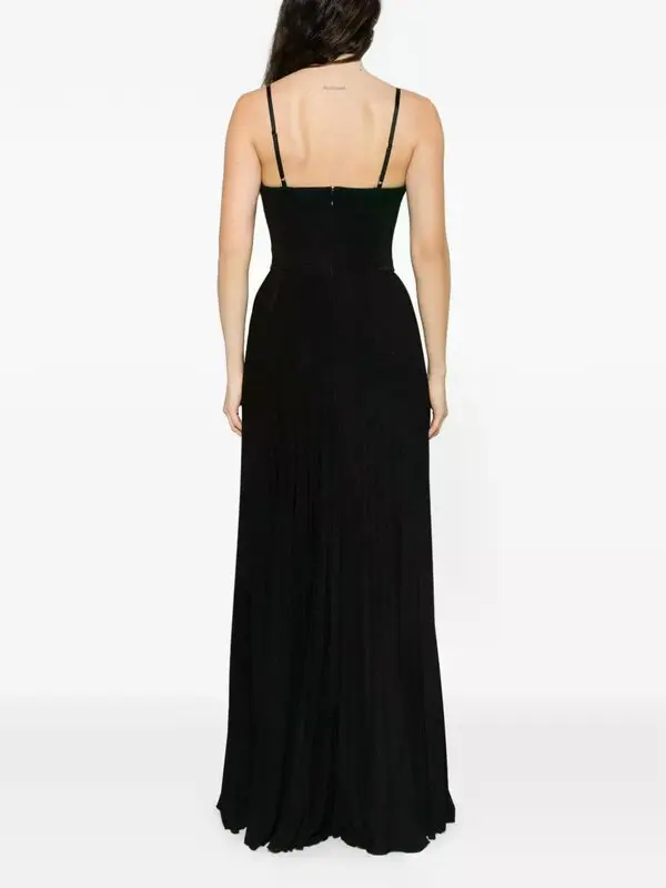 Elisabetta Franchi Lamé-effect Jersey Maxi Dress With Gold Plaque Belt - Black