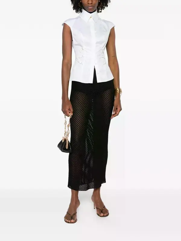 Elisabetta Franchi Cotton Poplin Shirt With Elastic Straps