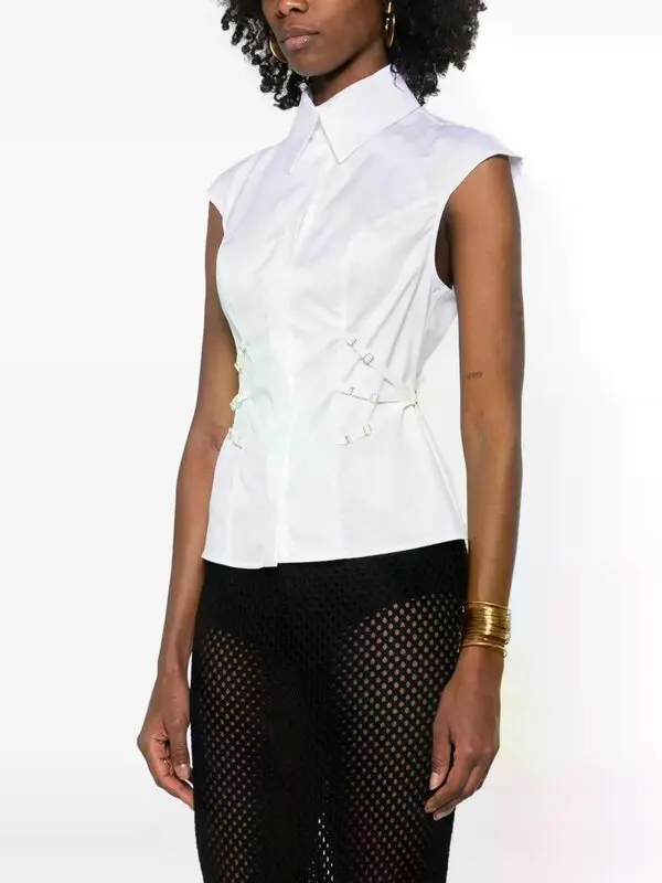 Elisabetta Franchi Cotton Poplin Shirt With Elastic Straps