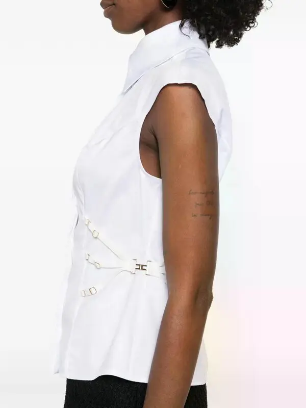 Elisabetta Franchi Cotton Poplin Shirt With Elastic Straps