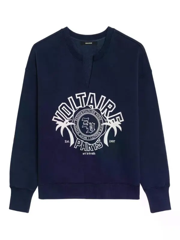 Zadig&Voltaire Graphic Embroidered V-neck Sweatshirt - Blue