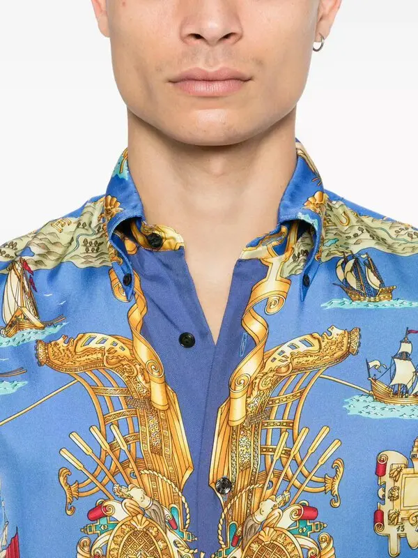 Hermès 1990s Silk Printed Shirt