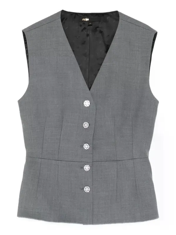 Maje Sleeveless Button Detailed Waistcoat - Grey