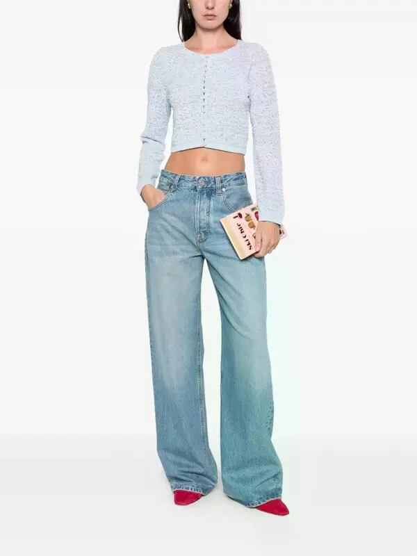 Sandro Pearl-embellished Knit Cardigan - Blue