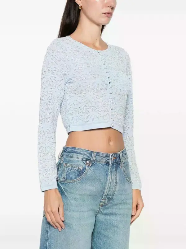 Sandro Pearl-embellished Knit Cardigan - Blue
