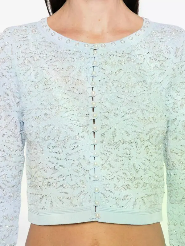 Sandro Pearl-embellished Knit Cardigan - Blue