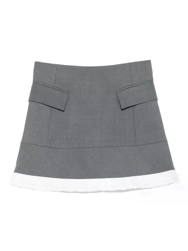 Maje A-line Wool Blend Skirt With Ruffle Detail - Grey