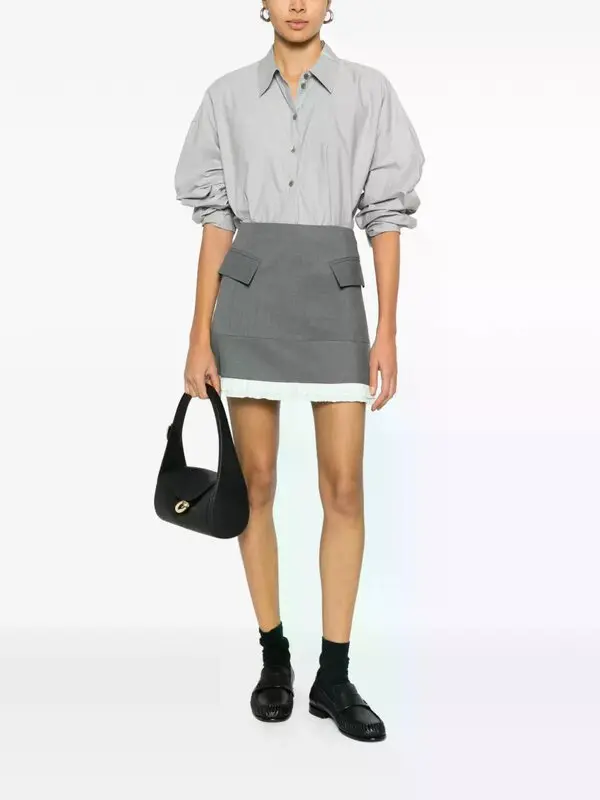 Maje A-line Wool Blend Skirt With Ruffle Detail - Grey