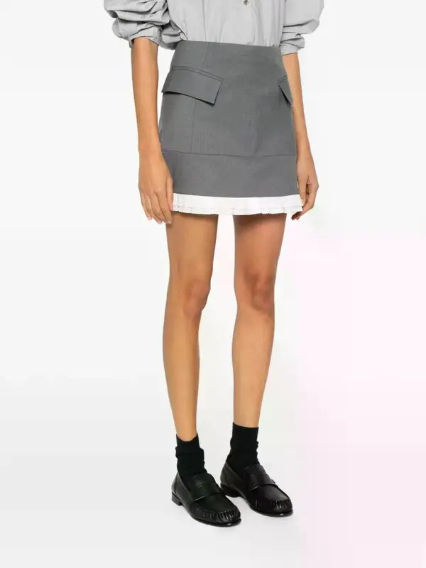 Maje A-line Wool Blend Skirt With Ruffle Detail - Grey