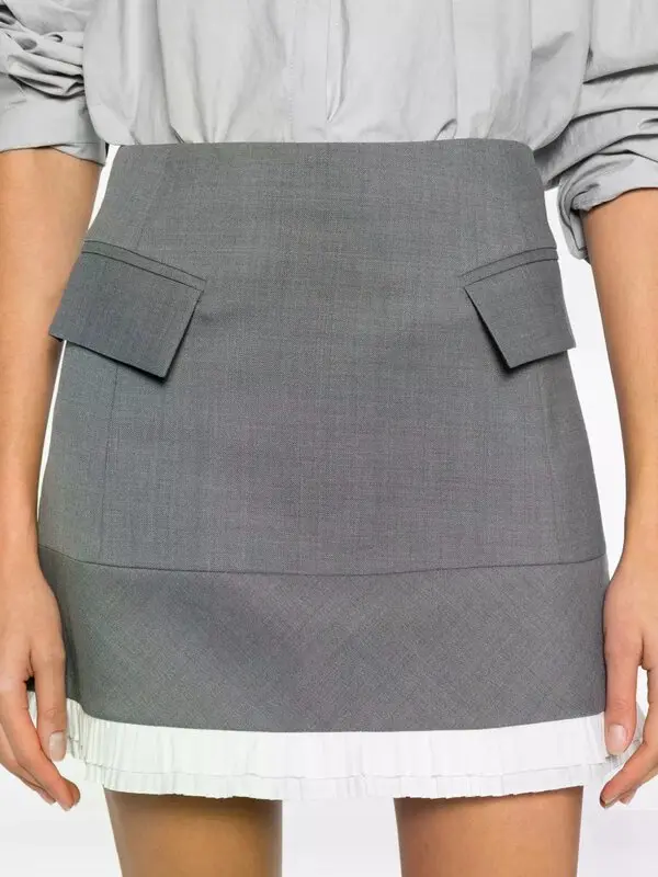 Maje A-line Wool Blend Skirt With Ruffle Detail - Grey