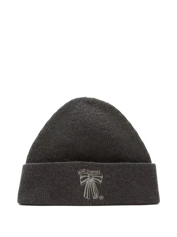 Acne Studios Bow-embroidered Beanie Hat - Grey