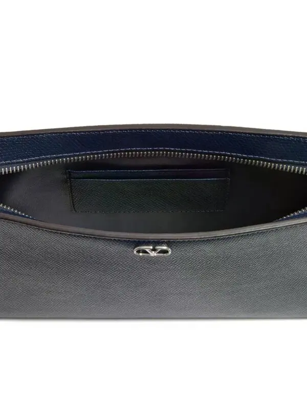Valentino Garavani Grained Leather Vlogo Signature Clutch - Blue