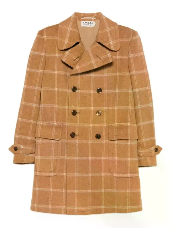 A.N.G.E.L.O. VINTAGE CULT 1970s Checked Double-breasted Coat - Brown