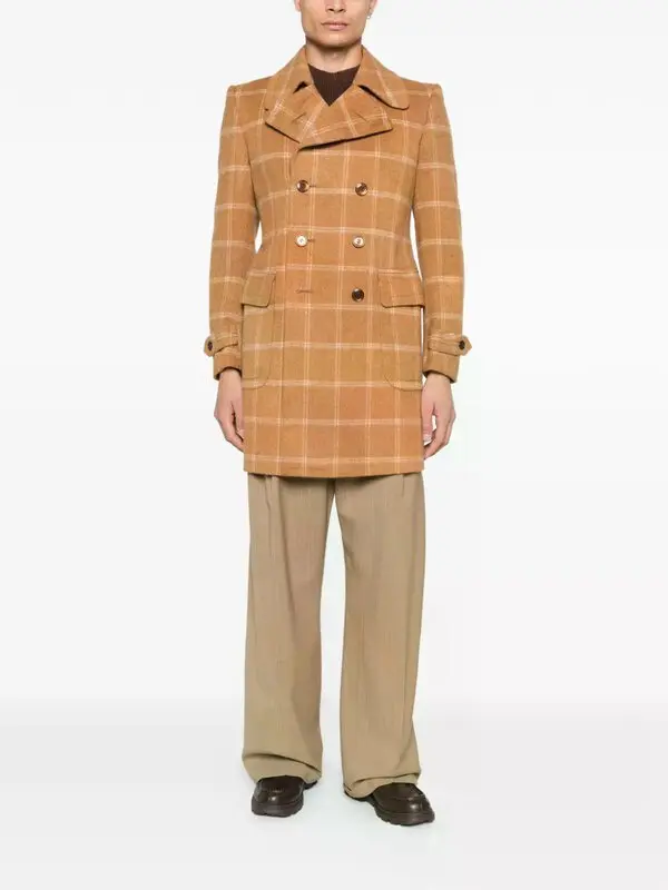 A.N.G.E.L.O. VINTAGE CULT 1970s Checked Double-breasted Coat - Brown